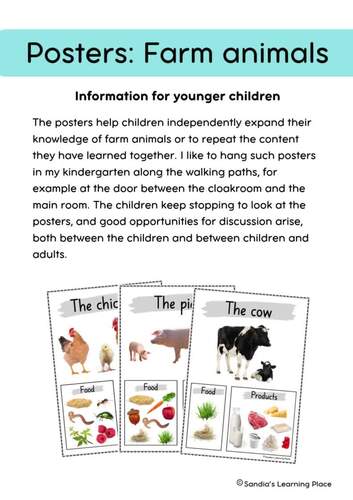Posters: Farm animals for preschool by Sandia's Learning Place | TPT