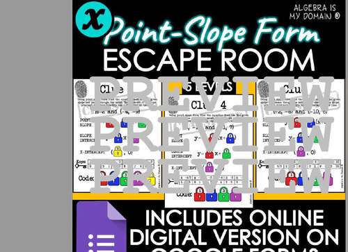 ESCAPE ROOM ACTIVITY - Point-Slope Form - DISTANCE LEARNING | TPT