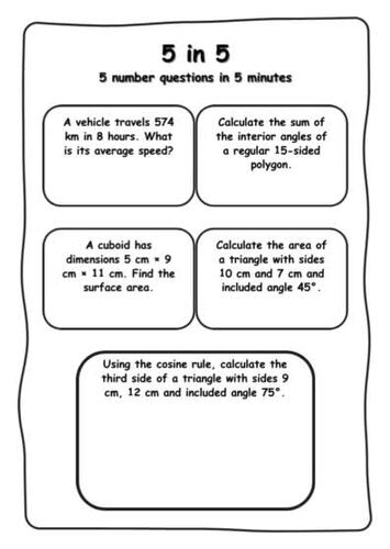 GCSE Maths Geometry Starter Questions Grades 7 - 9 by Worksheet Whisperer