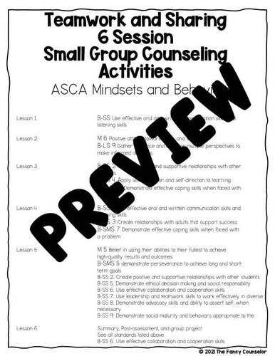 Teamwork and Share Sharing Group Counseling Lessons and Activities