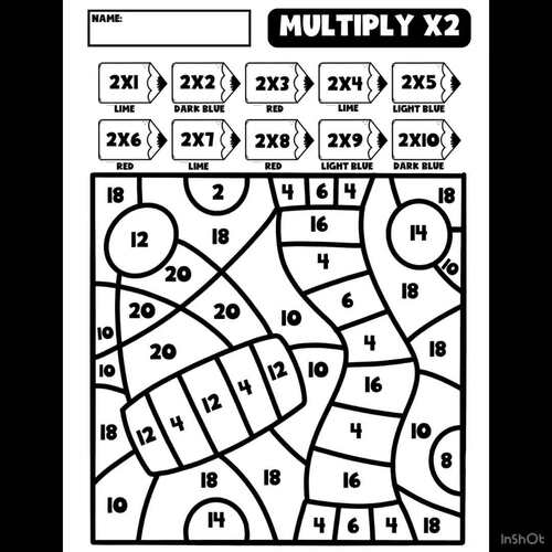 Winter Theme Color-by-Skill Multiplication Worksheets: Multiply by 2’s ...