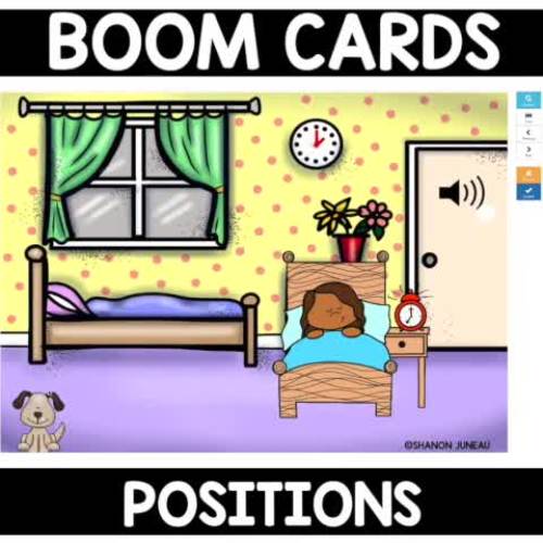 Positional Words Kindergarten Boom Cards Games with Movable Pieces