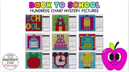 Back to School Place Value Color By Number | 100 Chart Mystery Pictures