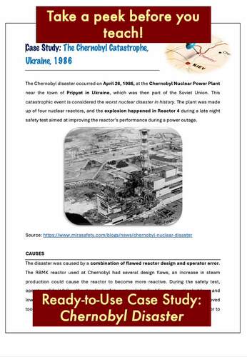 Chernobyl Nuclear Disaster Case Study: Environmental Science Worksheet ...