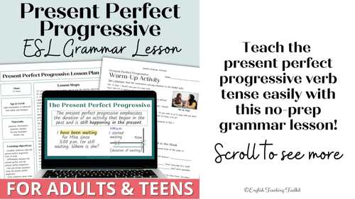 Adult ESL Grammar Worksheets & Activities Present Perfect Progressive ...