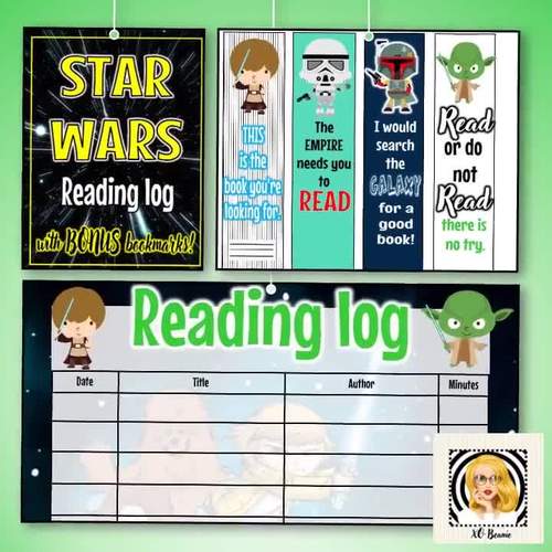 Starwars reading logs with BONUS bookmarks! by XOXO Beanie | TPT