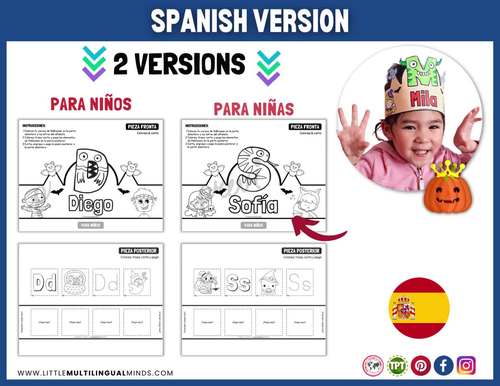 Halloween Spanish: Spanish Alphabet Practice Crowns - Coronas del ...