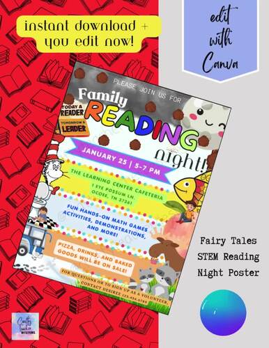EDITABLE | Family Reading Night | School | Church | PTO PTA | STEM ...