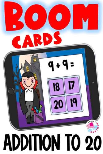 ADDITION TO 20 HALLOWEEN MATH BOOM CARDS by Primary Piglets | TPT