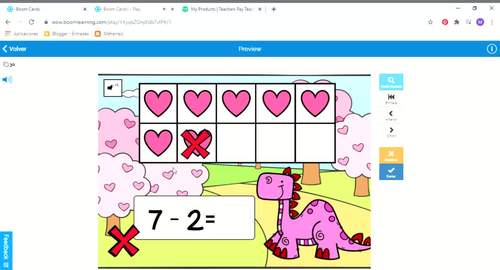 BOOM CARDS San Valentín: Restas hasta 10 | Valentine's Subtraction in ...