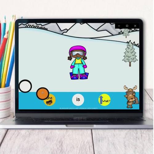 Winter Boom Cards Speech Therapy | WH Questions | Pronouns and Verbs