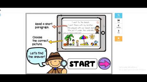 Summer Reading Comprehension – Read and Find (Boom Cards™) by Miss Faleena