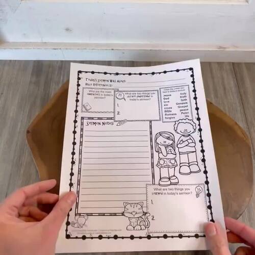 My Sermon Notes for Kids Set of 10 Different Pages Designed for Elementary