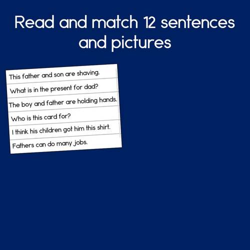 Fathers Day Matching Picture to Sentence Reading Comprehension and Writing