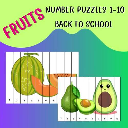 NUMBER FRUITS PUZZLES 1-10, BACK TO SCHOOL MATH ACTIVITIES, ACTIVITIES