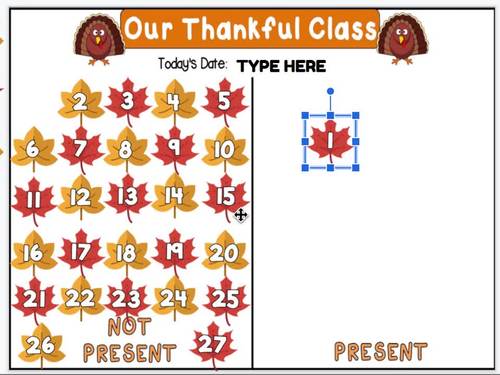 Digital Attendance Tracker for November (Thanksgiving-Themed/ Distance ...