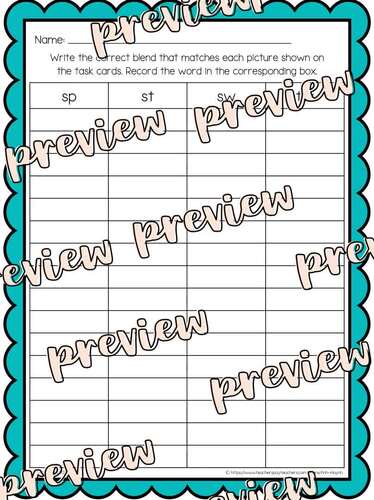 Blends Center Task Cards | Winter-Themed Snow Globe Blends for sc sk sm ...