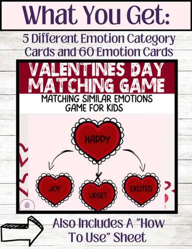 Valentines Day Emotions Sorting Game For Teaching Different Emotions