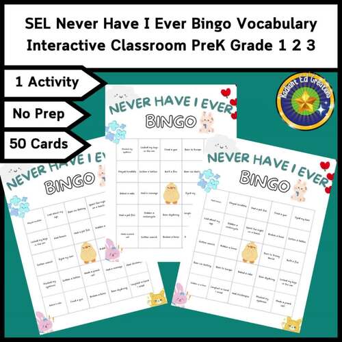 SEL Never Have I Ever Bingo Vocabulary ELA ESL Mental Behavior Life ...