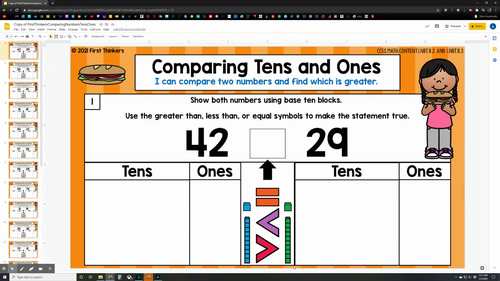 Comparing Numbers Tens and Ones Digital Math Game for Google Slides Seesaw