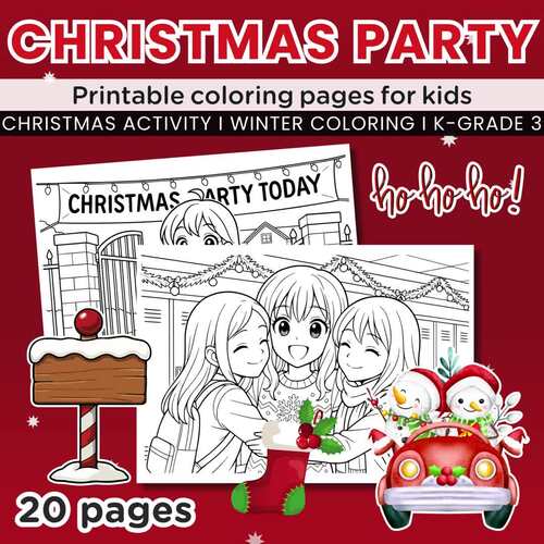 Christmas Party at School Coloring Pages, Fun Winter Scenes & Holiday ...