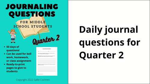Journaling Bell Work Questions Packet for Middle School Students ...