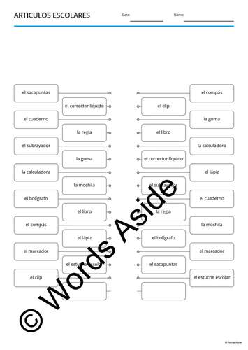 Spanish Word Games Cards Crossword Word Search Anagram SCHOOL ITEMS