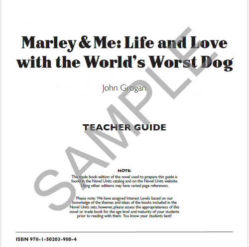 Marley & Me Novel Units® Teacher Guide Novel Study | TPT