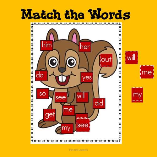 Sight Words Matching | Thanksgiving | November by Pint Size Learners