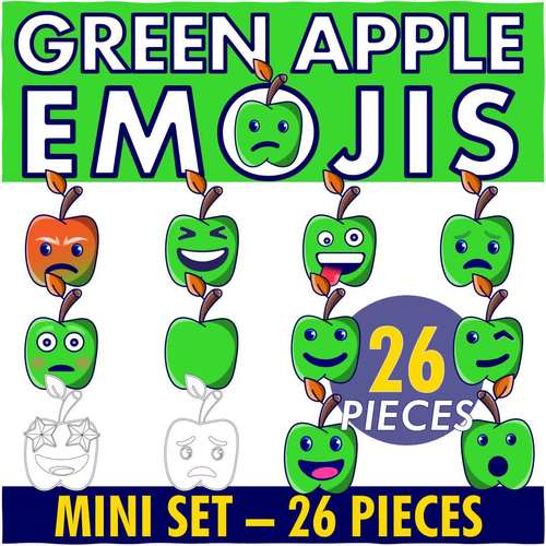 Green Apple Emojis Green Apple Faces Apple Emoticons Clipart - MINISET