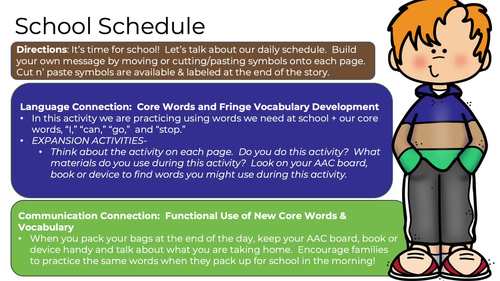 School Schedule Time: A Printable AAC, Language and Literacy Set
