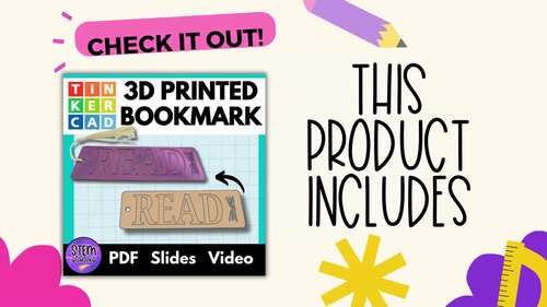 3D Printing Large Bookmark Tinkercad Lesson Plan for 3D Design by STEM ...