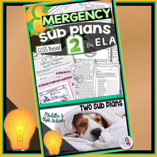 Sub Plans | Emergency Lessons | English Language Arts | TPT