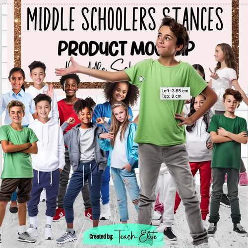 Middle School Poses mockup MOVEABLE Mock-up png by Teach Elite | TPT