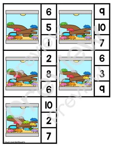 Chameleons and Worms Clip Cards - Counting Numbers 0-10 With Practice ...