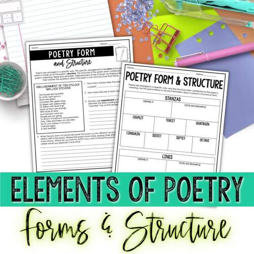 Poetry Structure Mini-Lesson - Presentation, Worksheets, Scavenger Hunt