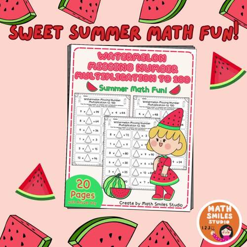 Watermelon Missing Number Multiplication to 100 | Summer Math Fun | 3rd ...