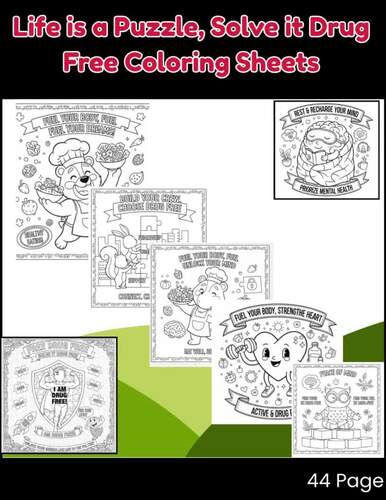 Life is a Puzzle, Solve it Drug Free Coloring Sheets by FUN Teaching Garden