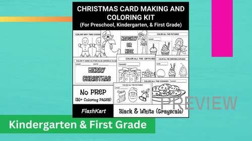 Christmas Card Making & Coloring Kit For Preschool, Kindergarten ...