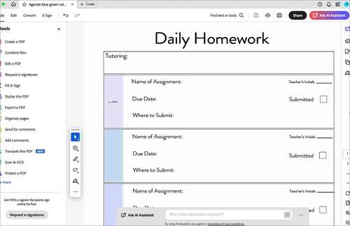 Weekly Homework Agenda Tracker For Students, Parents, Teachers, Tutors