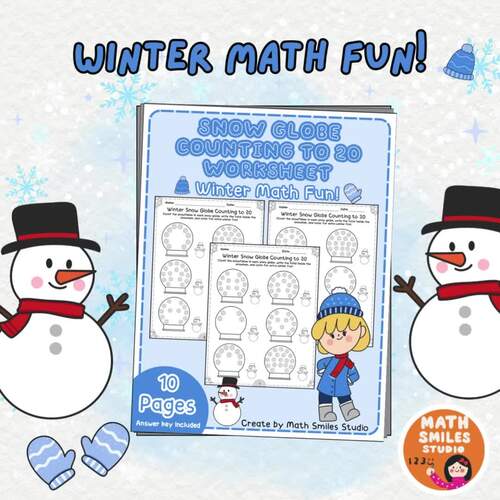 Snow Globe Counting to 20 | Count & Color Snowflakes | Winter Math ...