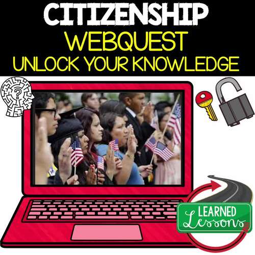Citizenship Digital Escape Room, Breakout Room, Activity Pages No Prep