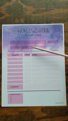 Homeschool Report Card Printable in Galactic Pink by Sunshine and ...