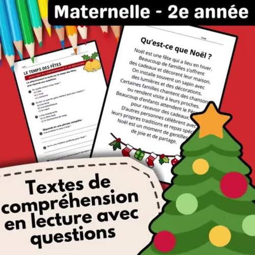 Noël – Texte informatif Questions compréhension de lecture Christmas ...