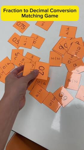 Decimal to Fraction Conversion Matching Game Card Sort by Justin Time ...