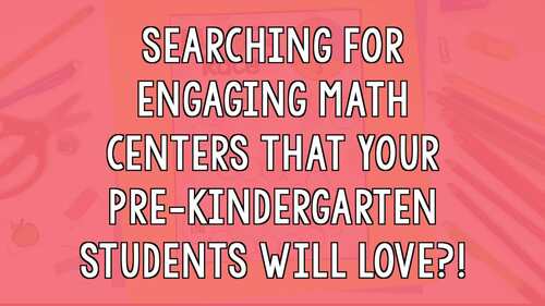 Pre-K Back to School Math Center Games | August & September | TPT