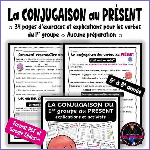 Les verbes au présent I 4 cahiers d'activités et 8 mots cachés I French ...