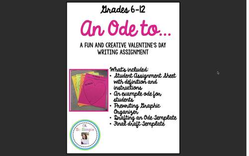 An Ode to... Valentine's Day Creative Writing- Print and Digital