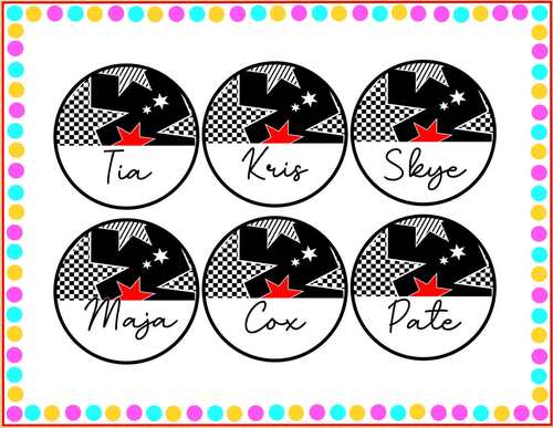 Printable Black and Bright Star Student Name Tags, Round Name Plates ...