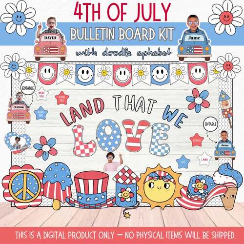4th of July Bulletin Board Kit | Patriotic Door Decor | USA Summer ...